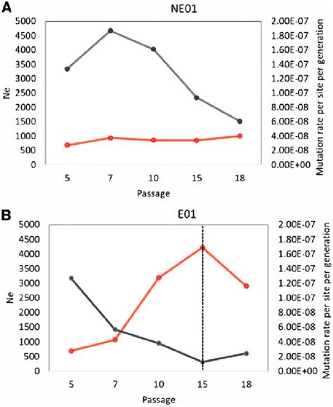 Time Serial Effective Population Sizes N E And Mutation Rate Per