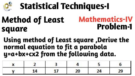 Curve Fitting Of Parabola Method Of Least Squareproblem 1 Youtube