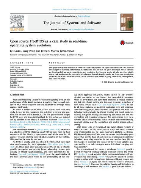 (PDF) Open source FreeRTOS as a case study in real-time operating system evolution