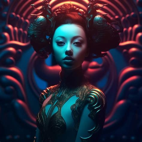 Premium Photo Illustrated Closeup Alien Face Portrait