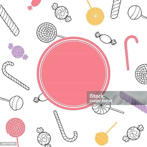 캔디 스위트 그래픽 핑크 옐로우 바이올렛 컬러 배경 일러스트 벡터 그리기에 대한 스톡 벡터 아트 및 기타 이미지 그리기 노랑 단순함 Istock