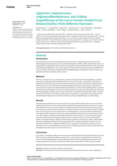 Pdf Aggressive Angiomyxoma Angiomyofibroblastoma And Cellular Angiofibroma Of The Lower