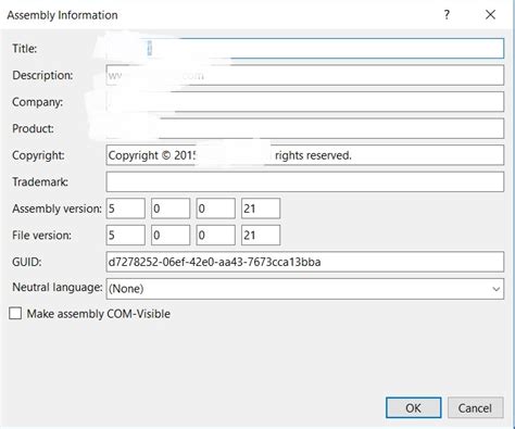 C Adding Of Copyright Information Data To Winforms Application Build Stack Overflow