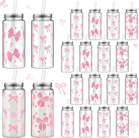 Willinglong 24 Pcs Coquette Bow Aesthetic Cup Pink Bow