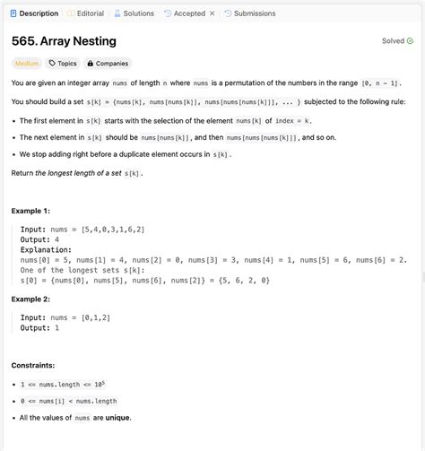 Leetcode Cc 565 Array Nesting