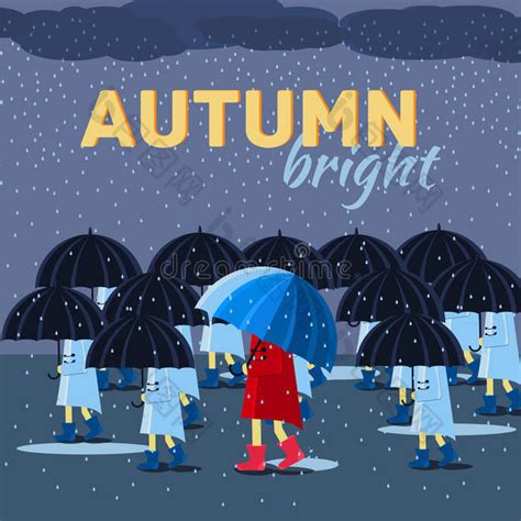 秋雨天撑伞的女孩和男孩图片 包图网企业站