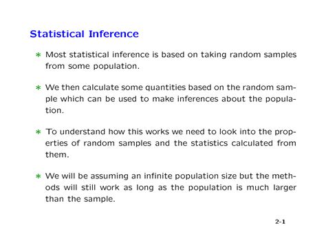 Lectures 2 Lecture Notes From Class Statistical Inference ∗ Most Statistical Inference Is