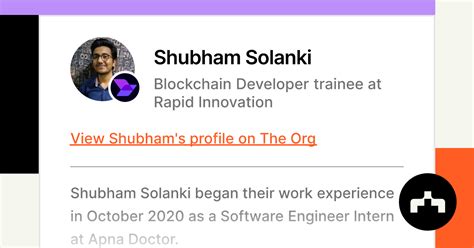 Shubham Solanki Blockchain Developer Trainee At Rapid Innovation