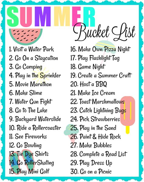 Summer Bucket List Ideas For The Family Nanny To Mommy
