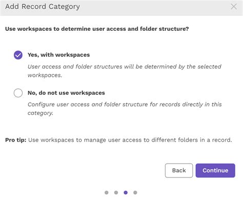 choosing between record categories with workspaces vs no workspaces edi