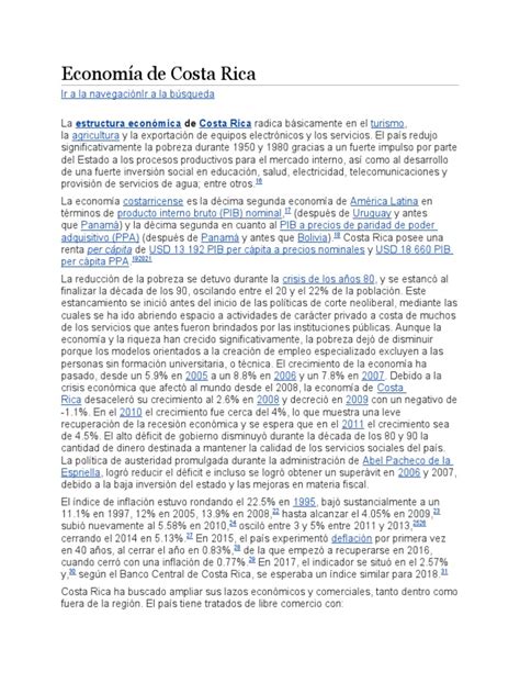 Economía De Costa Rica Pdf Economias