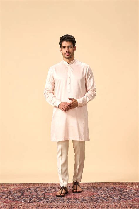 Off White And Blush Pink Embroidered 3 Piece Kurta Jacket Set