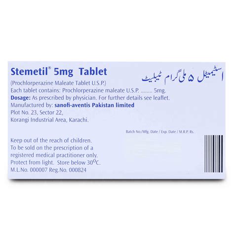 Stemetil 5mg Tablet 50 S Uses Benefits Side Effects