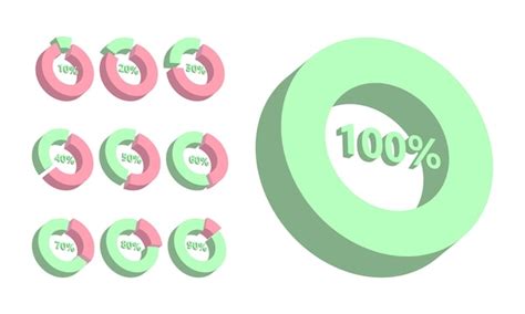 Premium Vector 3d Circular Graph With Percentage Collection