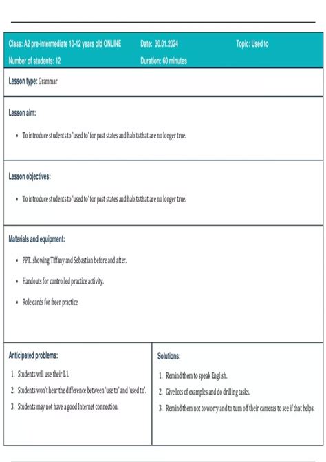 The Tefl Academy Level 3 Assignment B Lesson Plan Review Grammar