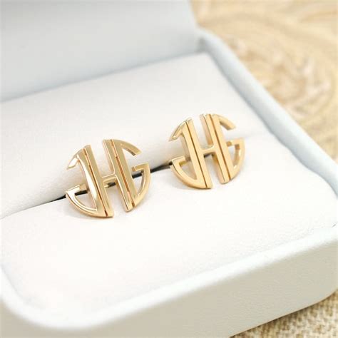 Solid Gold Cufflinks Initials Etsy