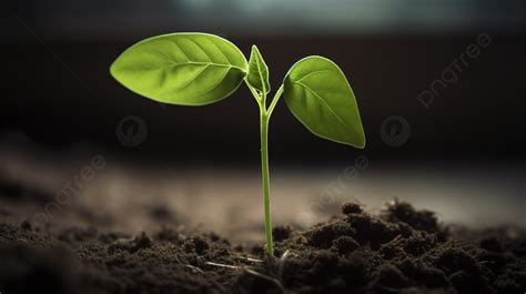 Plant Comes Out Of The Ground Background Picture Of Growing Plant