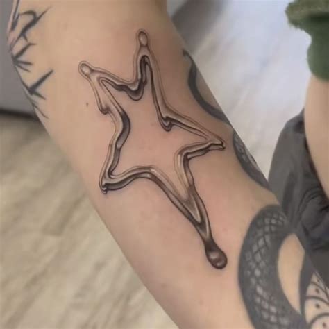 Melting Chrome Star Tattoo Liquid Metal Tattoo Chrome Looking