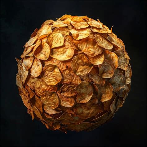Golden Leafed Sphere Against Dark Background Conceptualizing Nature And