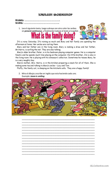 Present Continuous Comprensión Lecto… English Esl Worksheets Pdf And Doc