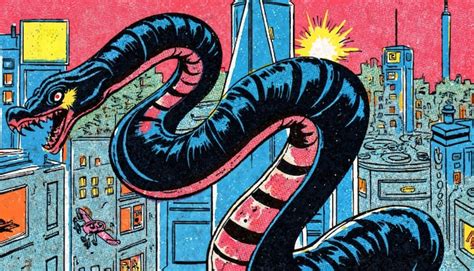 Retro Comic Snake Illustration Ai Generated Image