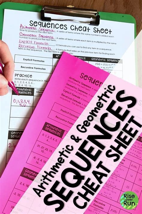 Sequences Reference Cheat Sheet In 2020 Geometric Sequences