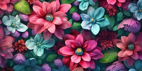 Wallpaper Classic Flower With Pink And Blue Pattern Background Stock