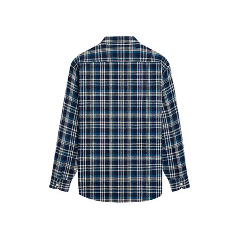 셀린느 체크 코튼 루즈 럼버잭 셔츠 네이비 블루 Celine Kream
