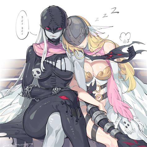 Angewomon And Ladydevimon Digimon Drawn By Zocehuy Danbooru