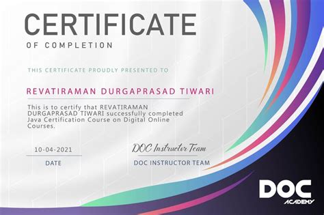 Revatiraman Tiwari On Linkedin Finally Completed Java Certification Course By Doc Academy Academy