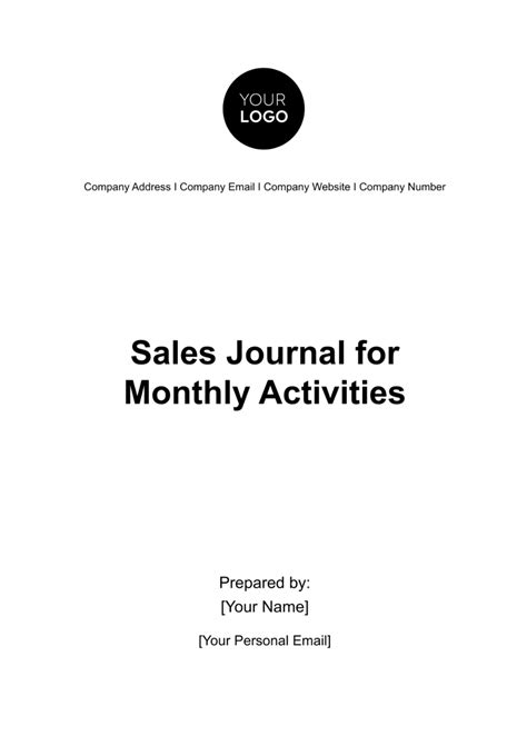 Free Sales Journal For Monthly Activities Template To Edit Online