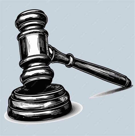Premium Vector A Black And White Drawing Of A Gavel And A Judges Gavel