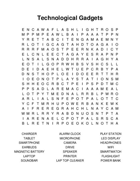 Technological Gadgets Word Search