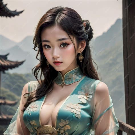 Vintage Beautiful Chinese Girl Background Premium Ai Generated Image