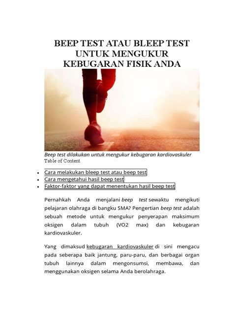 Beep Test Atau Bleep Test Untuk Mengukur Kebugaran Fisik Anda Pdf