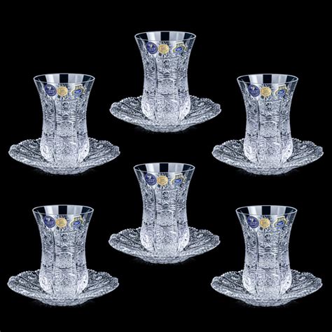 Handcrafted Bohemian Crystal Tea Glass Set Exquisite Czech