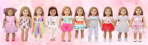 Augfrog 10 Sets Of 18 Inch American Doll Clothes Including 10 Of Doll Clothing