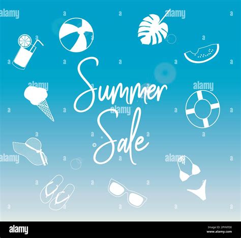 Sommerangebot Schriftzug Mit Sommerklipart In Weiß Ball Hut