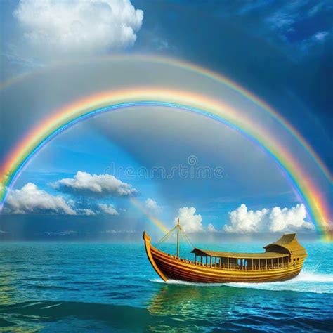 Arca En El Agua Y Arcoiris En El Foto De Archivo Imagen De Océano