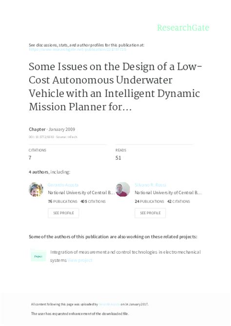 Pdf Some Issues On The Design Of A Low Cost Autonomous Underwater Vehicle With An Intelligent
