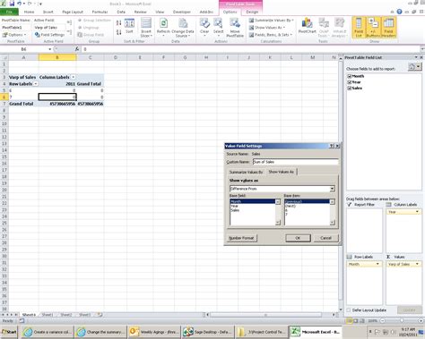 solved create a variance column in a pivot table excel 2010