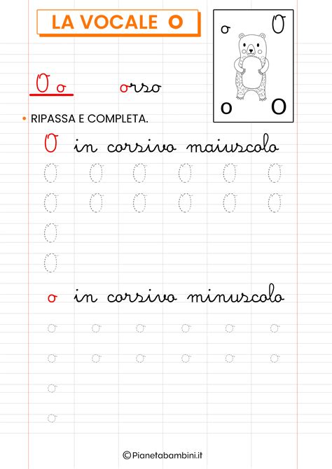 Schede Sulla Vocale O Per La Classe Prima Pianetabambiniit