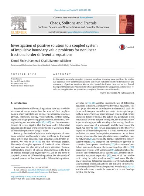 Pdf Investigation Of Positive Solution To A Coupled System Of