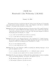 Hw Pdf CSCE Homework Due Wednesday January The Numbered Exercises Are