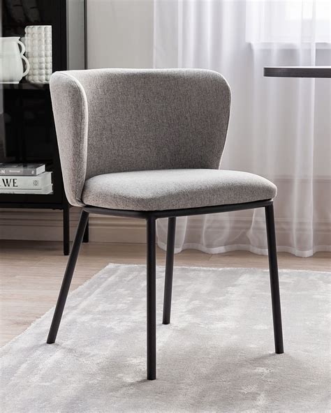 Set Of 2 Fabric Dining Chairs Grey Mina Uk