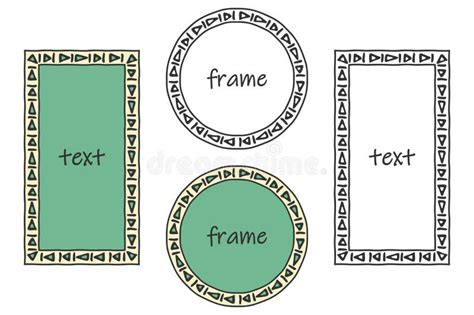 Frames Outline Pastel Coloured Background Set Hand Drawn Decorative