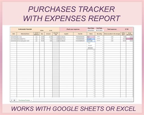 Purchases Tracker Purchase Order Tracker Purchase Order Etsy Australia