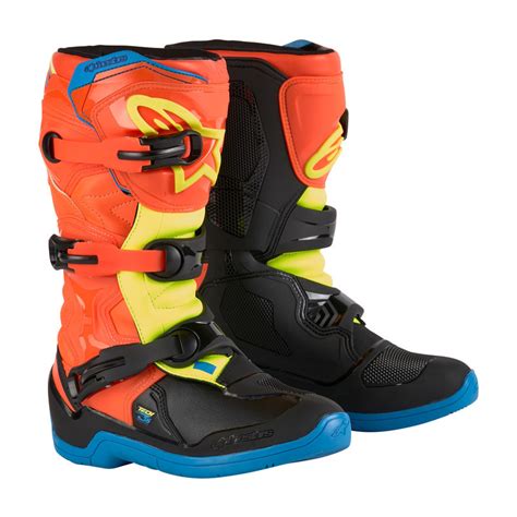 Alpinestars Tech 3s Youth Boots Fluro Orangeenamelbluefluro Yellow