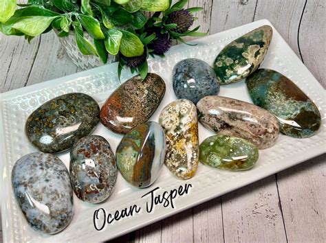 Old Mine Ocean Jasper Freeform Palm Stones Colorful Druzy Ocean Jasper