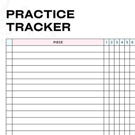Piano Lesson Practice Tracker Any Instrument Printable Etsy